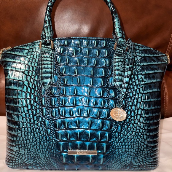 Brahmin | Bags | Nwt Brahmin Blue Patina Crocodileembossed Handbag ...